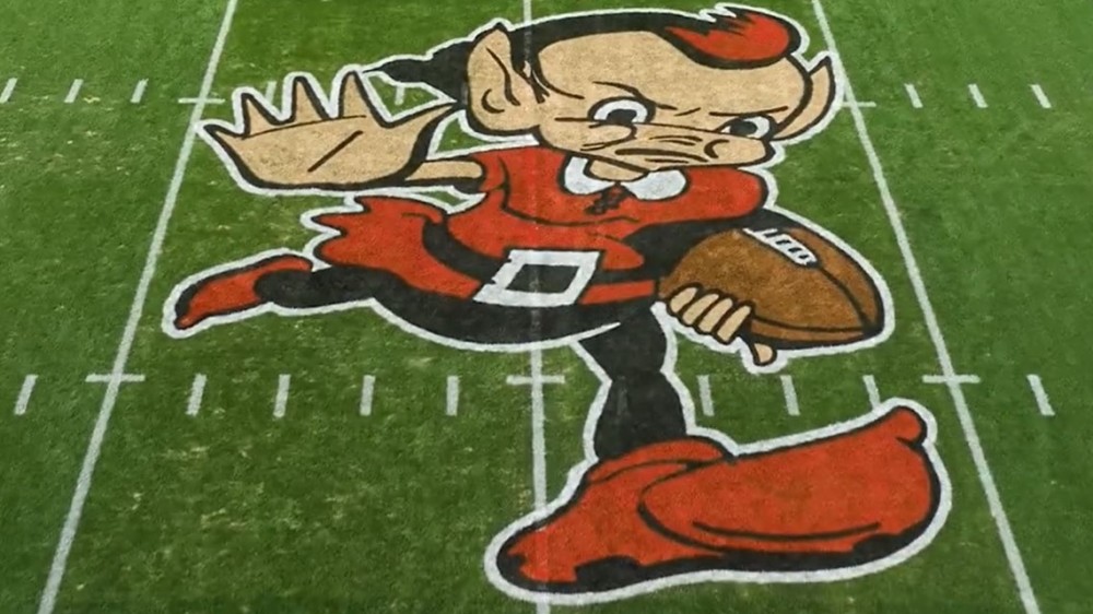 Cleveland Browns unveil 2022 field design with retro elf logo at ... Cleveland Browns unveil 2022 field design with retro elf logo at ...
